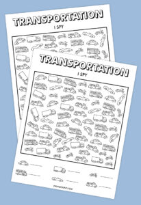 Free Printable Transportation I Spy Game - Pjs and Paint