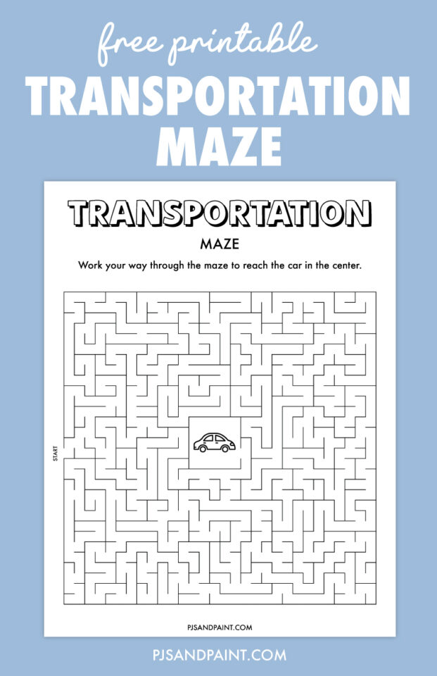 Free Printable Transportation Maze - Pjs and Paint