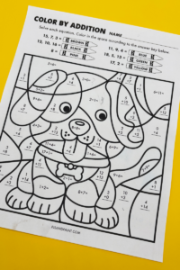 Free Printable Color by Addition Worksheet - Pjs and Paint