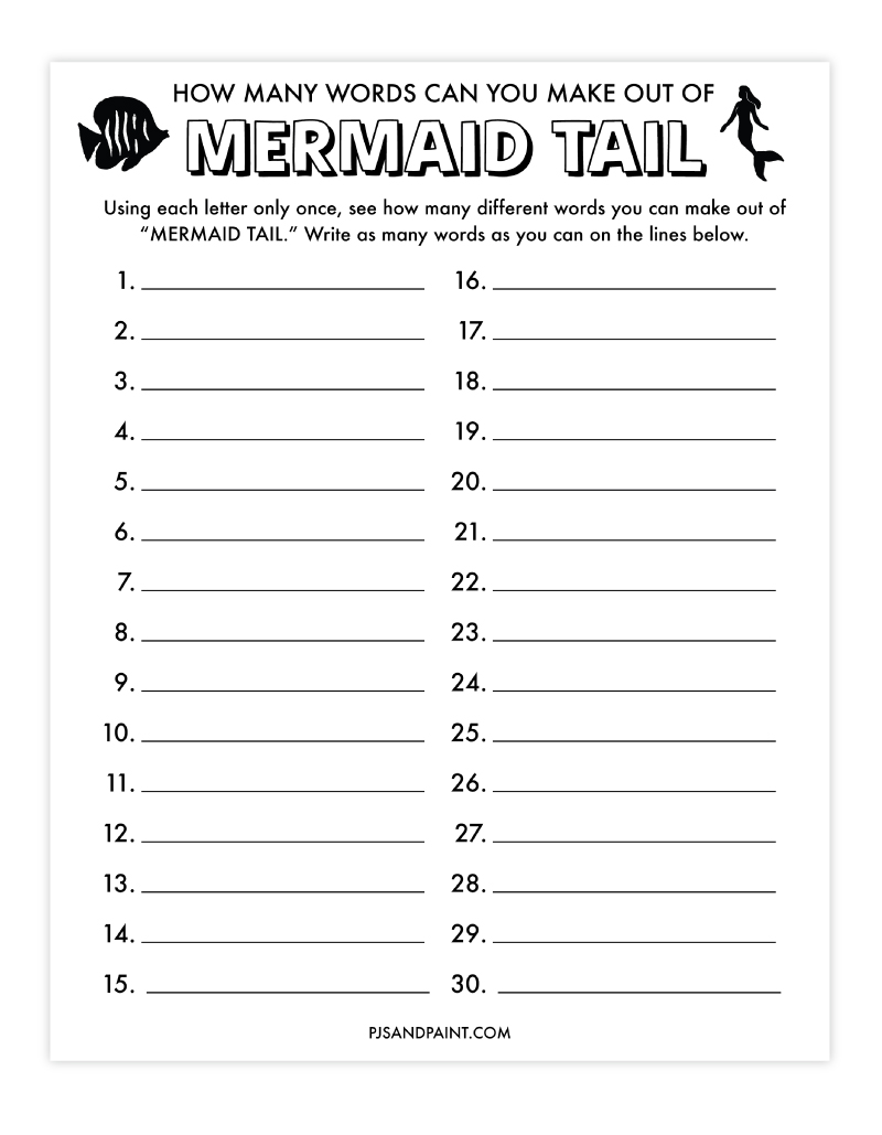 9 Free Printable Mermaid Games & Activities - Pjs and Paint