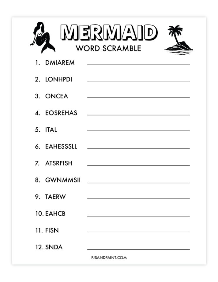 9 Free Printable Mermaid Games & Activities - Pjs and Paint