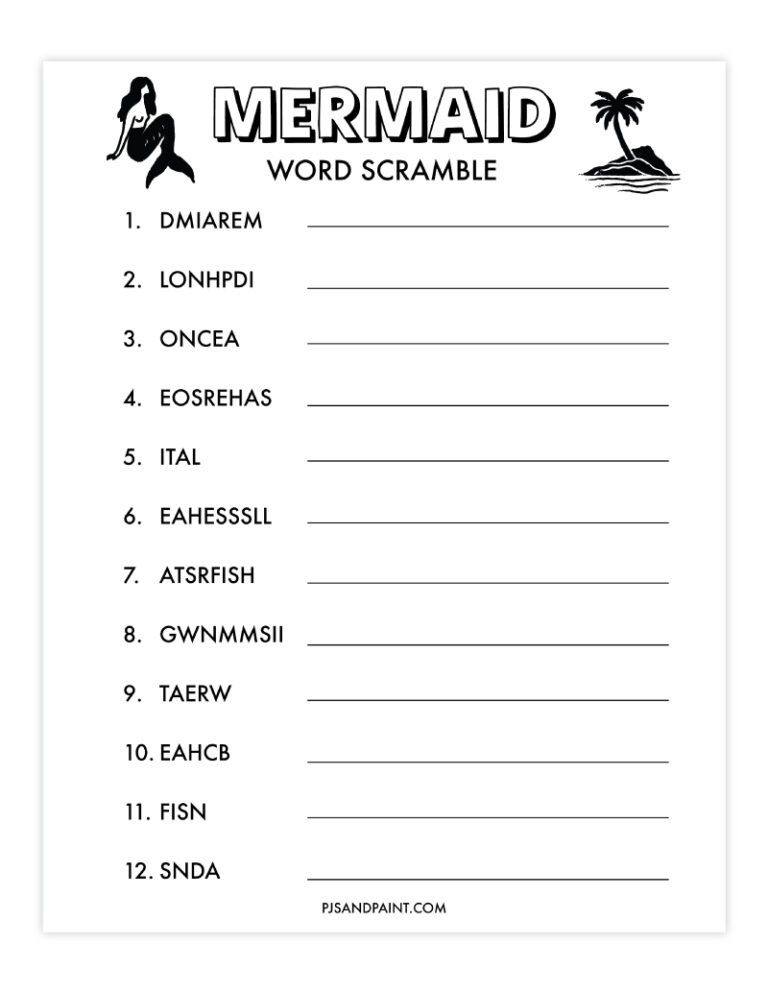 9 Free Printable Mermaid Games & Activities - Pjs and Paint