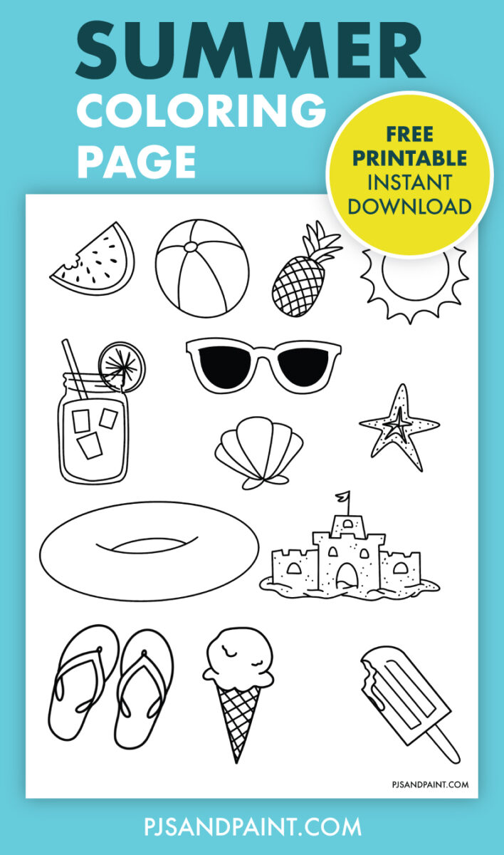Free Printable Summer Coloring Page - Pjs and Paint