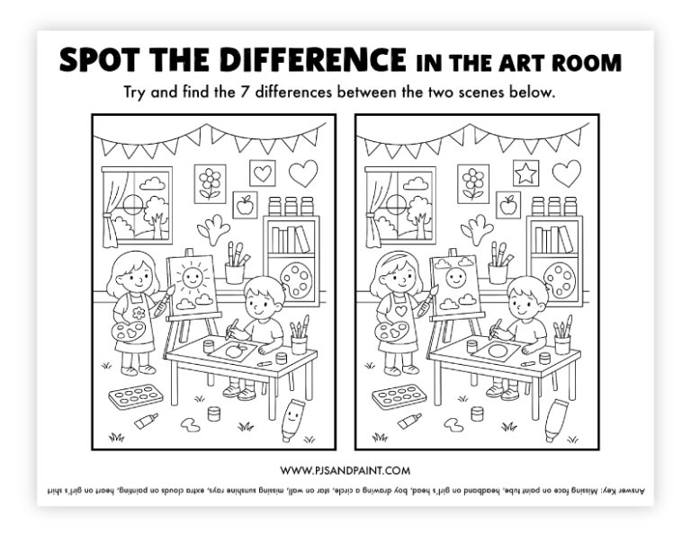 20 Free Printable Spot the Difference Games - Pjs and Paint