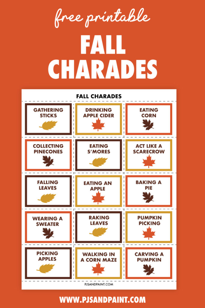 Free Printable Fall Charades - Pjs and Paint