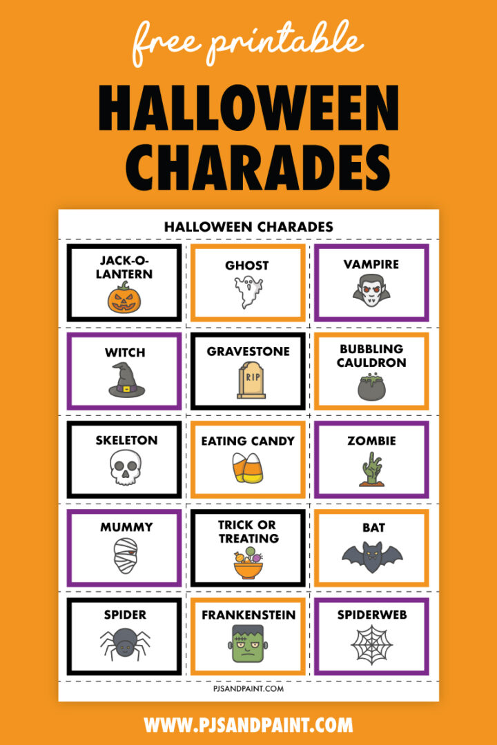 Free Printable Halloween Charades - Pjs and Paint