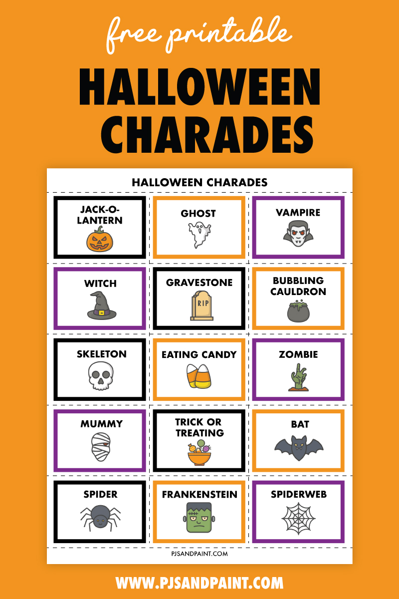 Free Printable Halloween Charades - Pjs and Paint