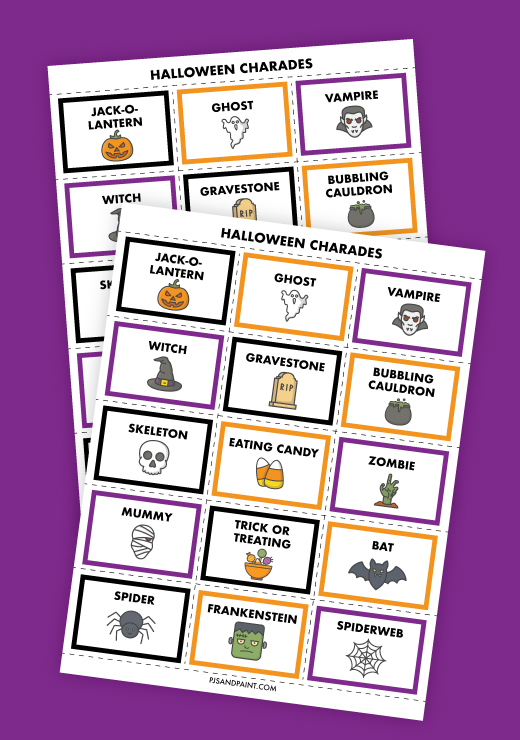 Free Printable Halloween Charades - Pjs and Paint