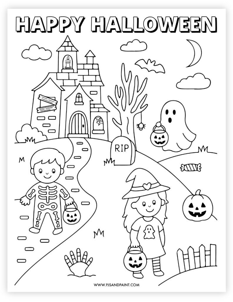 15 Free Printable Halloween Coloring Pages for Kids - Pjs and Paint