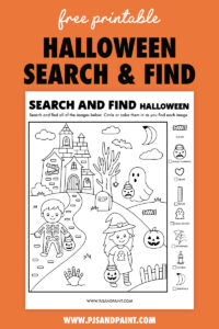 Free Printable Halloween Search and Find - Pjs and Paint