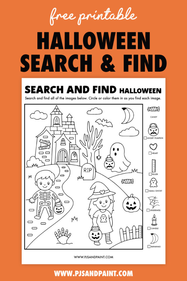 Free Printable Halloween Search and Find - Pjs and Paint