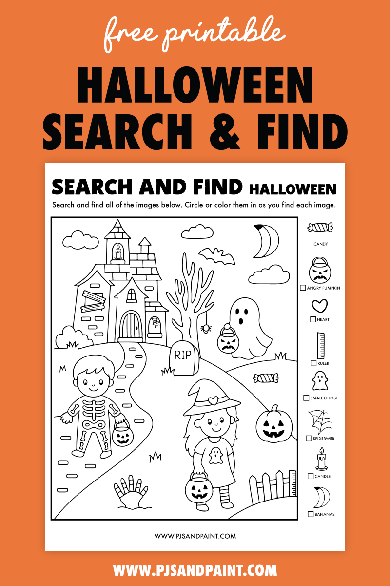 Free Printable Halloween Search and Find - Pjs and Paint