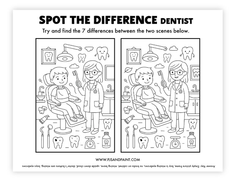 20 Free Printable Spot the Difference Games - Pjs and Paint