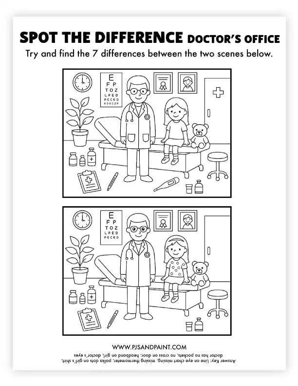 20 Free Printable Spot the Difference Games - Pjs and Paint