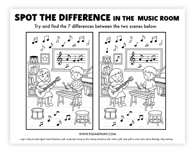20 Free Printable Spot the Difference Games - Pjs and Paint