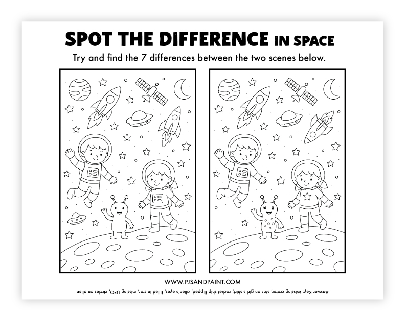 20 Free Printable Spot the Difference Games - Pjs and Paint