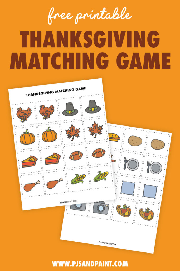 Free Printable Thanksgiving Matching Game - Pjs and Paint
