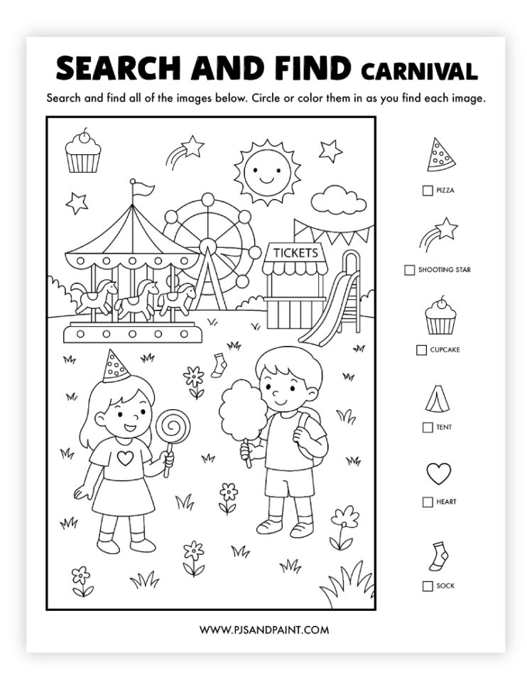 18 Free Printable Search and Find Activities - Pjs and Paint