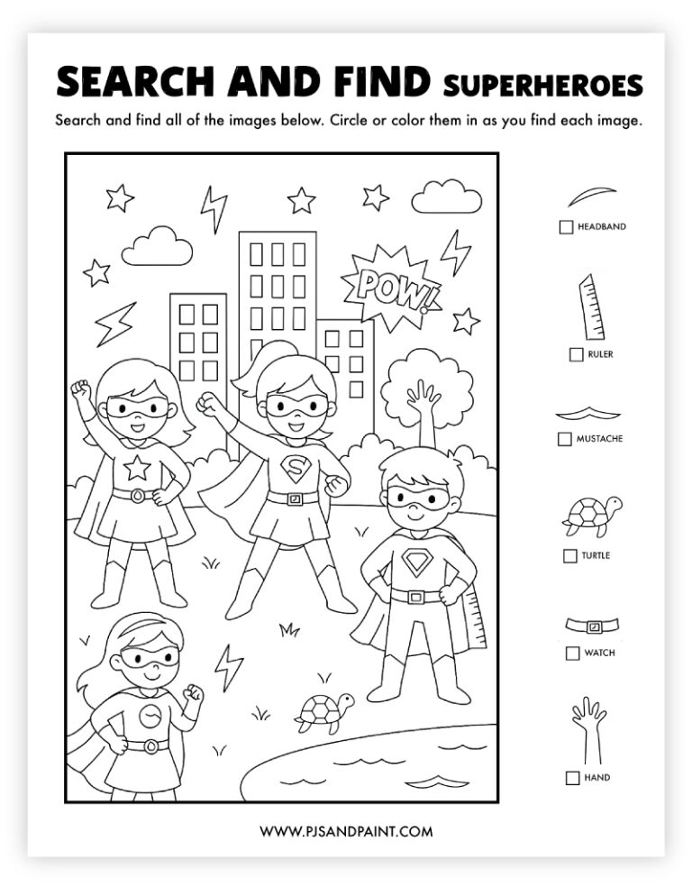 18 Free Printable Search and Find Activities - Pjs and Paint