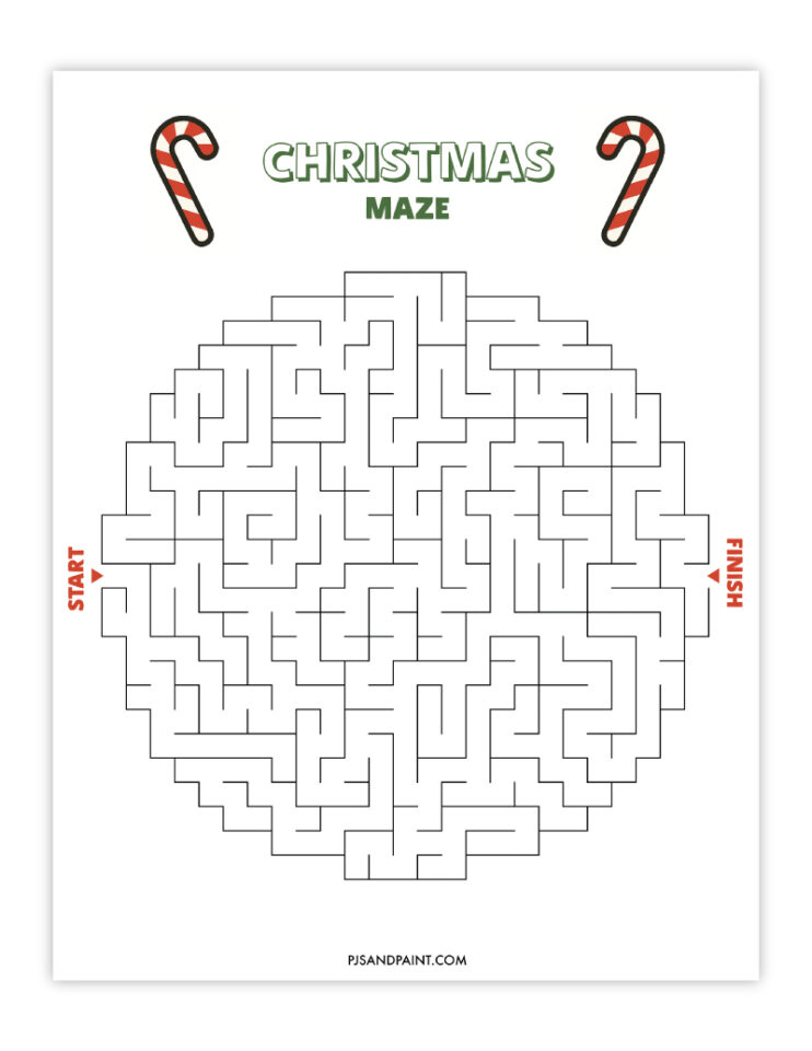 10 Free Printable Christmas Mazes - Pjs and Paint