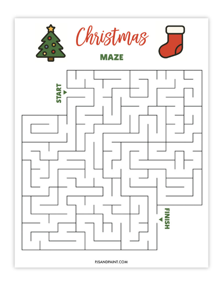 10 Free Printable Christmas Mazes - Pjs and Paint