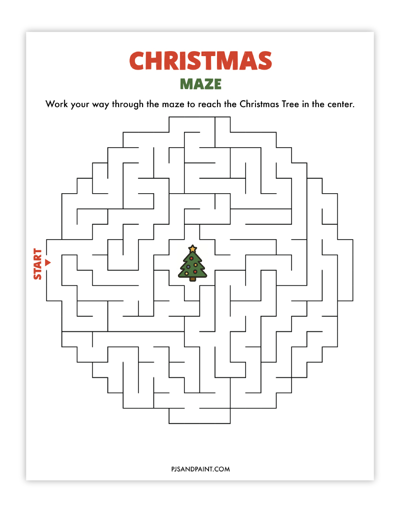 10 Free Printable Christmas Mazes - Pjs and Paint