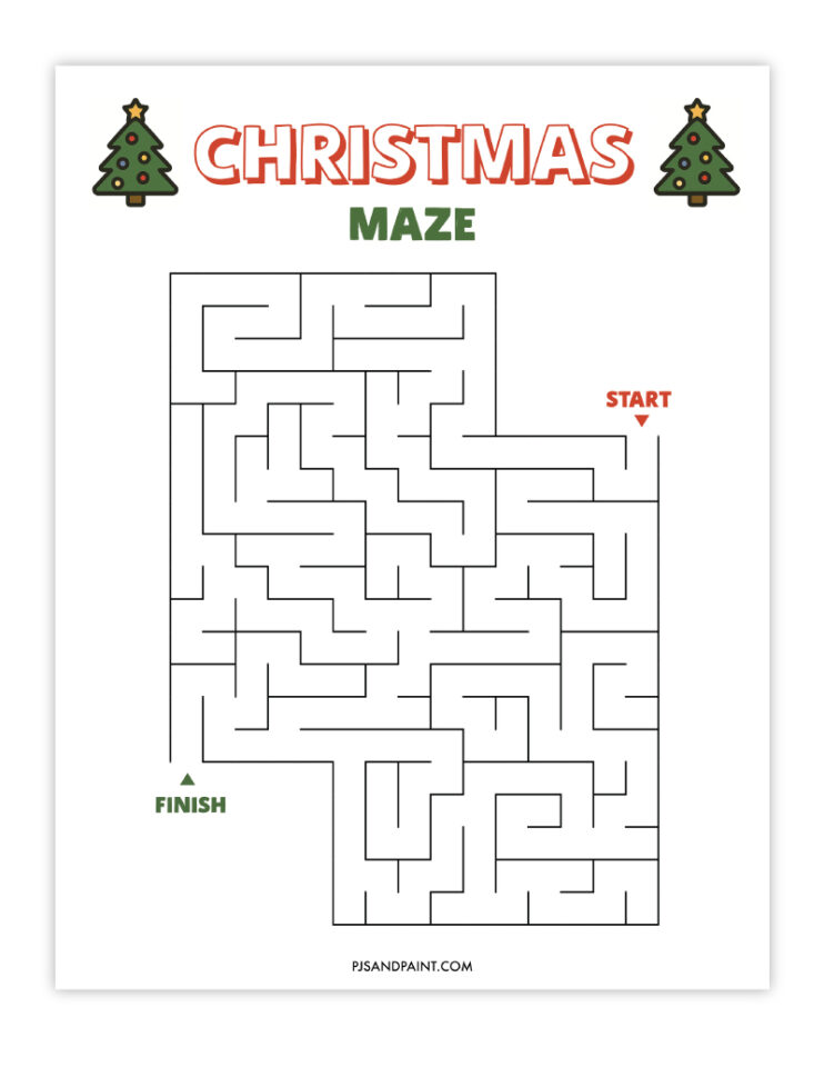 10 Free Printable Christmas Mazes - Pjs and Paint