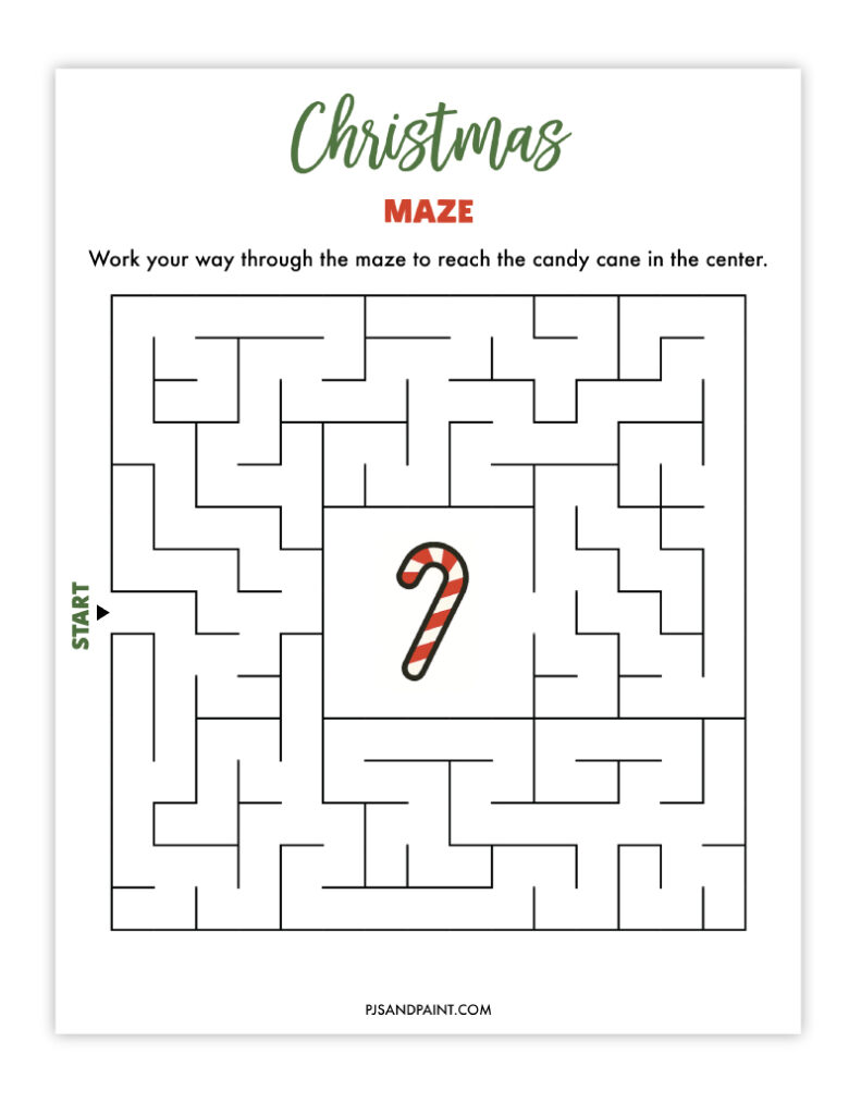 10 Free Printable Christmas Mazes - Pjs and Paint