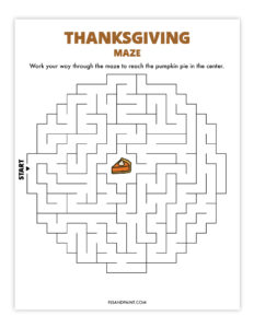 10 Free Printable Thanksgiving Mazes - Pjs and Paint