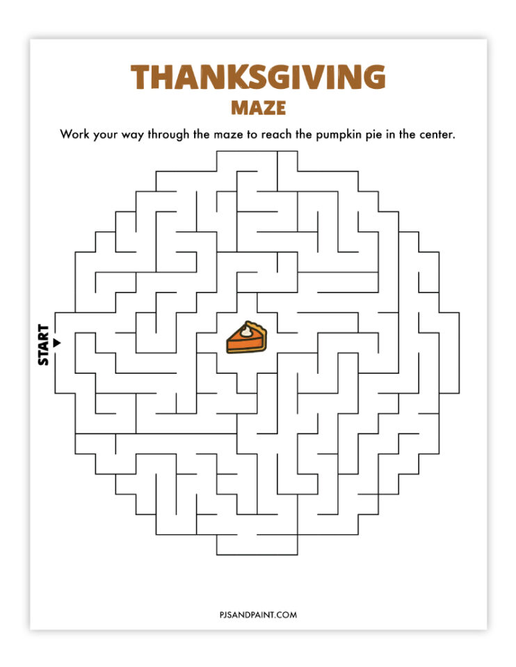 10 Free Printable Thanksgiving Mazes - Pjs and Paint