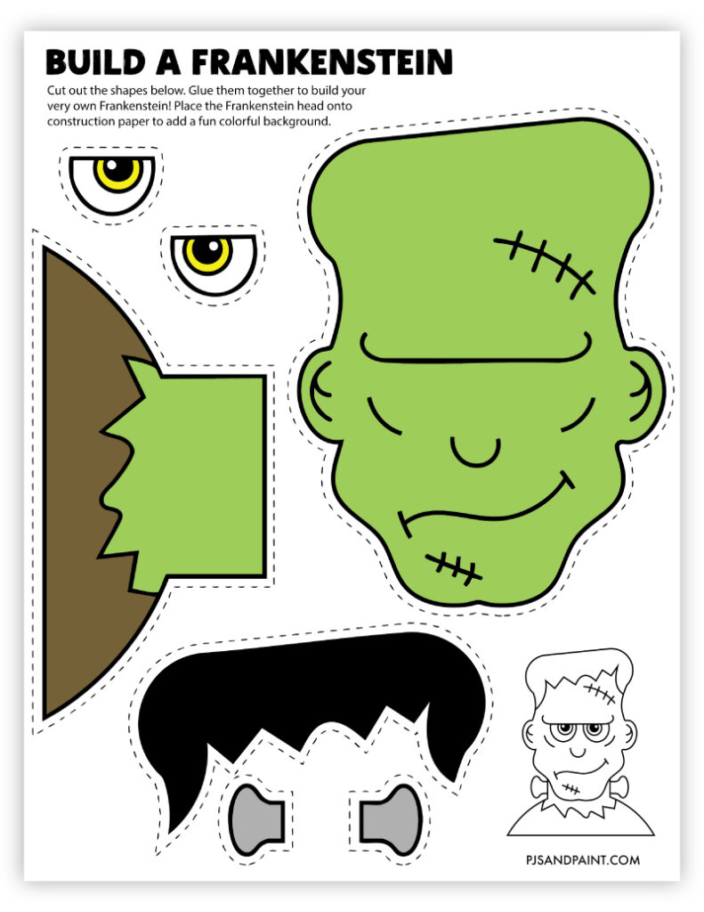 10 Full Color Halloween Themed Cut and Paste Crafts - Pjs and Paint