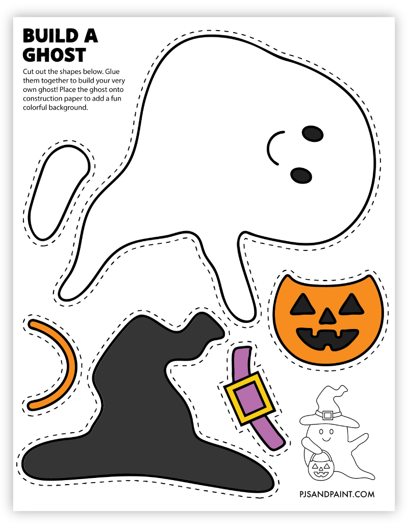 10 Full Color Halloween Themed Cut and Paste Crafts - Pjs and Paint
