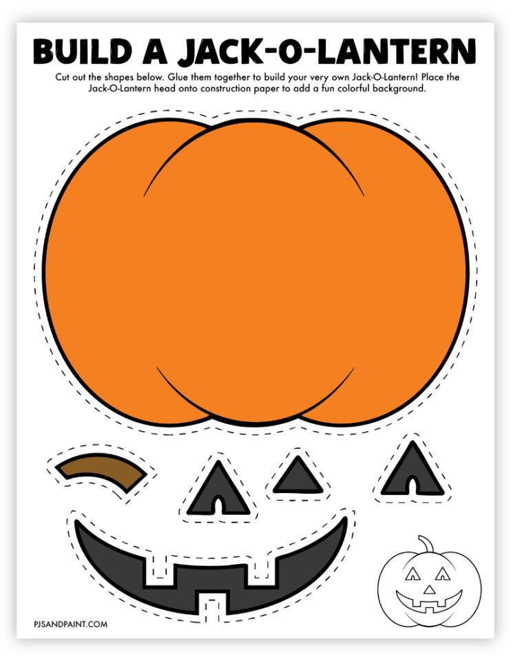 10 Full Color Halloween Themed Cut and Paste Crafts - Pjs and Paint