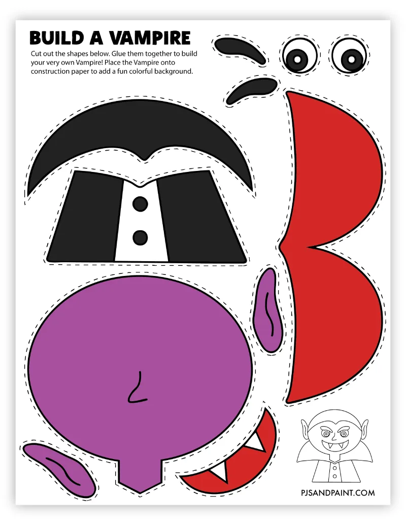 10 Full Color Halloween Themed Cut and Paste Crafts - Pjs and Paint