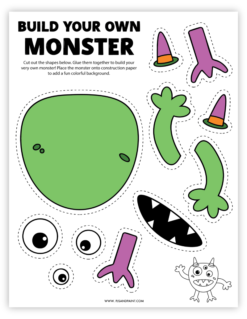 10 Full Color Halloween Themed Cut and Paste Crafts - Pjs and Paint