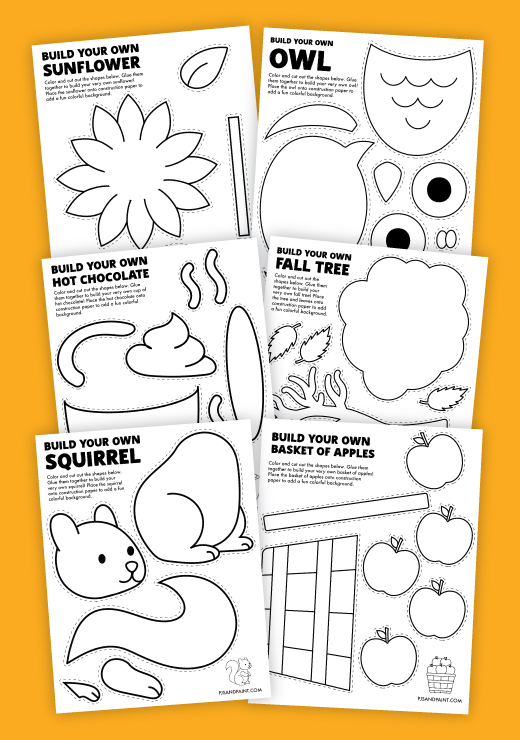 22 Free Printable Fall themed “Build Your Own” Activities - Pjs and Paint