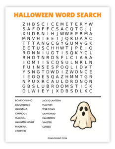 10 Free Printable Halloween Word Searches - Pjs and Paint