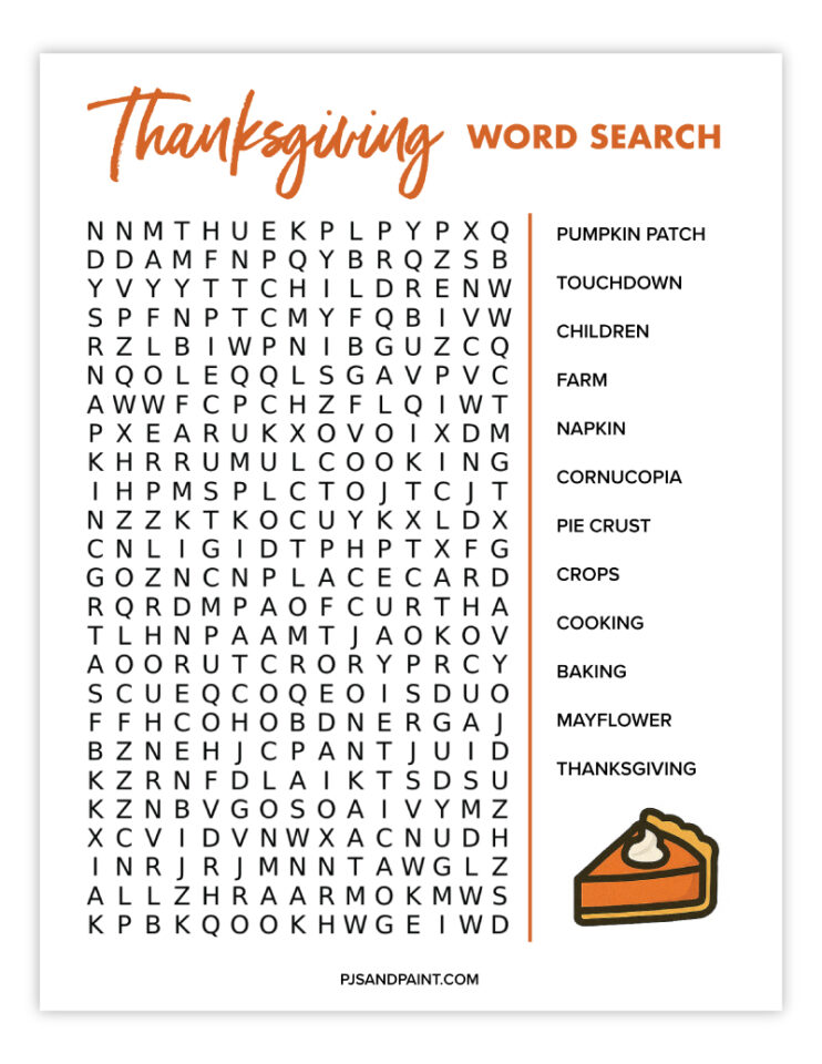 8 Free Printable Thanksgiving Word Searches - Pjs and Paint