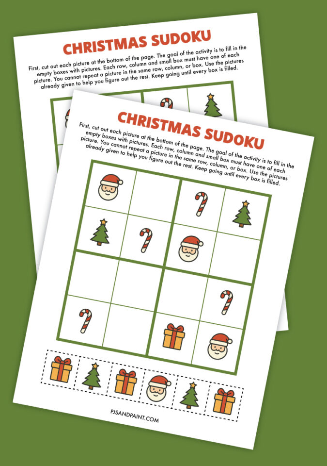 Free Printable Christmas Sudoku Puzzle - Pjs and Paint