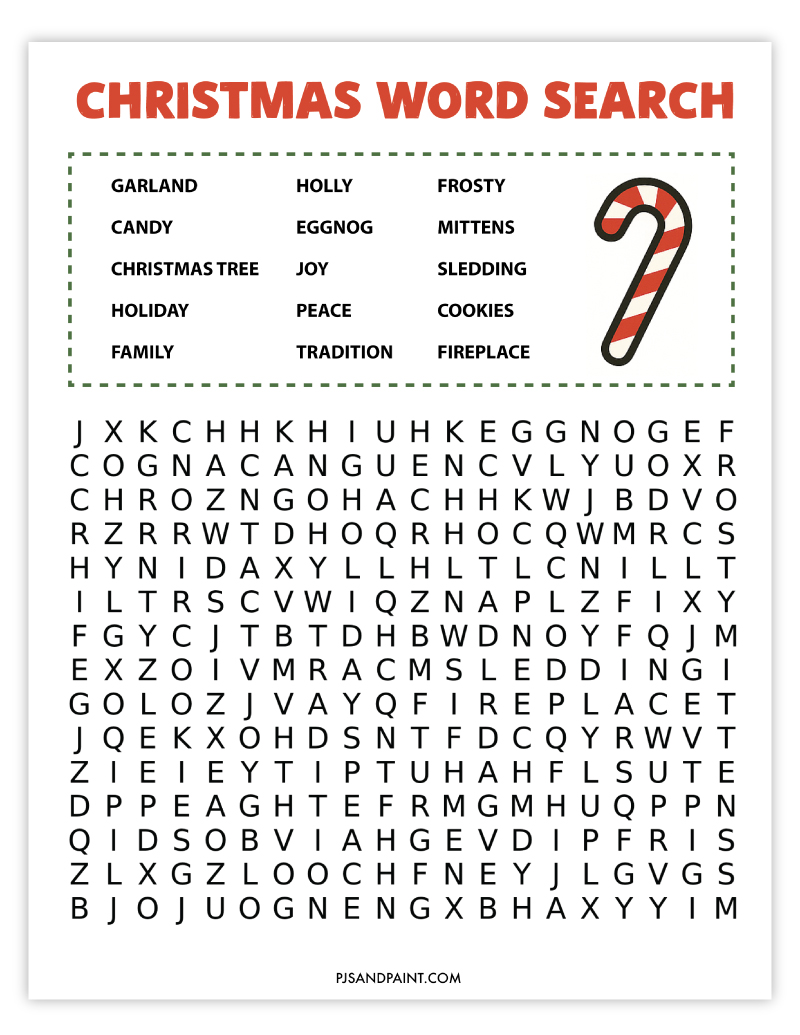 5 Free Printable Christmas Word Searches - Pjs and Paint
