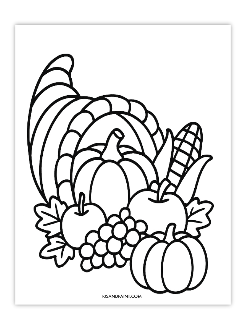 10 Free Printable Thanksgiving Coloring Pages - Pjs and Paint