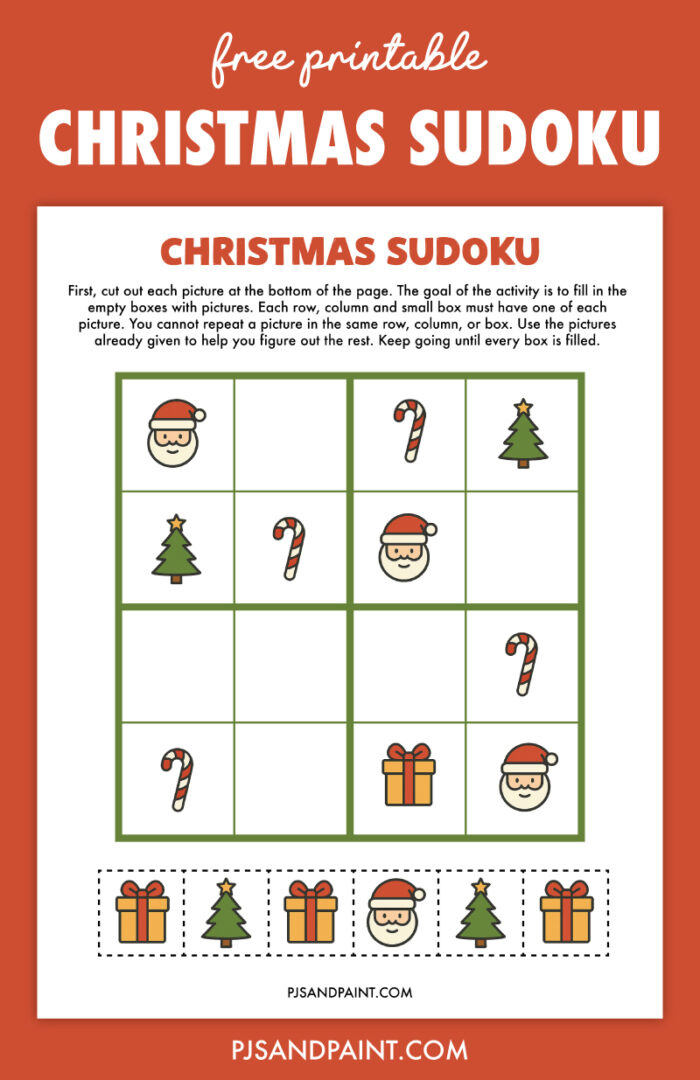 Free Printable Christmas Sudoku Puzzle - Pjs and Paint