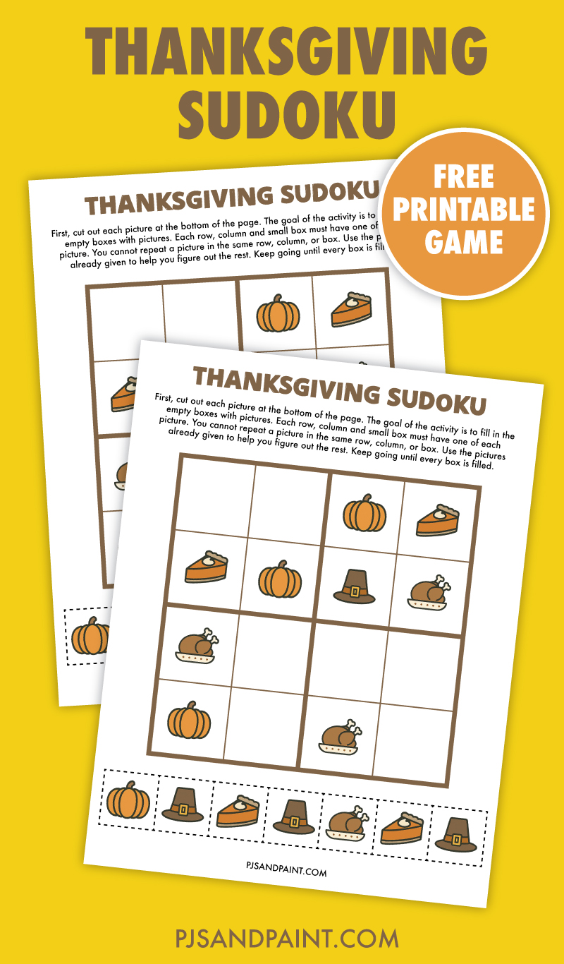 Free Printable Thanksgiving Sudoku Puzzle - Pjs and Paint