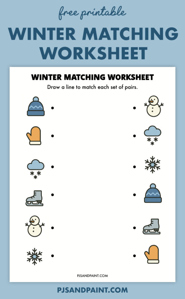 Free Printable Winter Matching Worksheet - Pjs and Paint