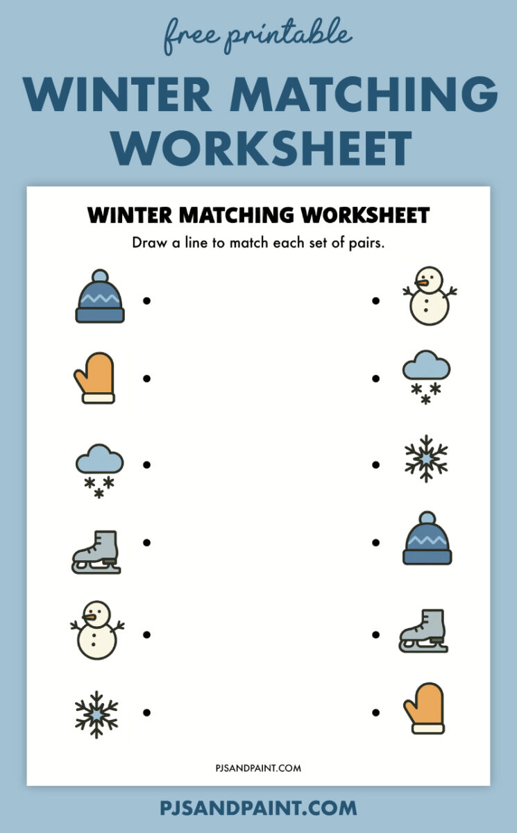 Free Printable Winter Matching Worksheet - Pjs and Paint