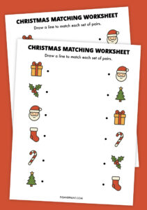 Free Printable Christmas Matching Worksheet - Pjs and Paint