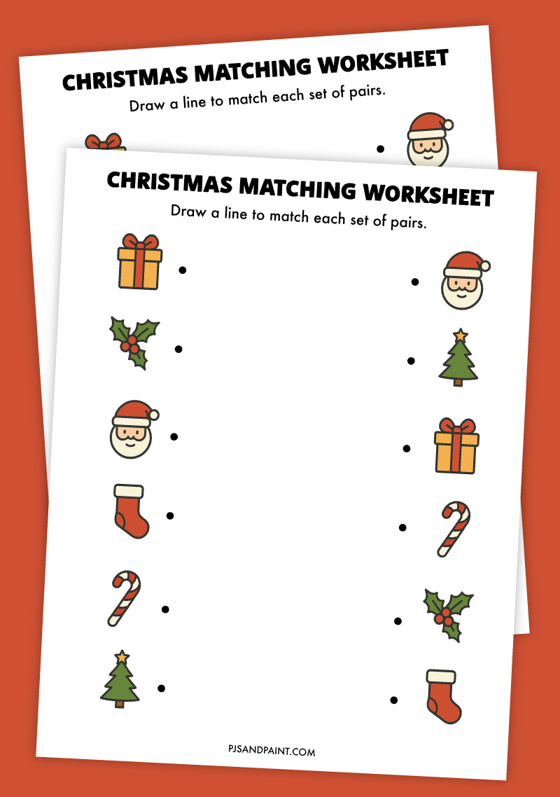 Free Printable Christmas Matching Worksheet - Pjs and Paint