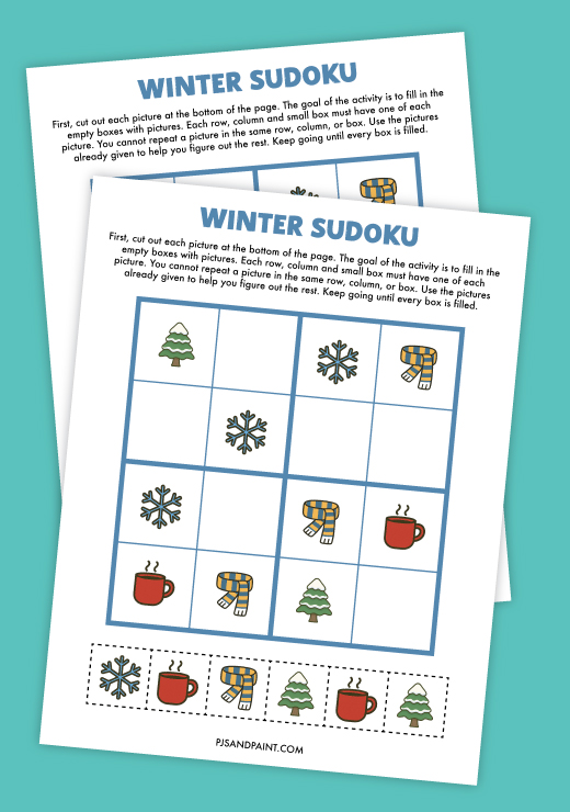 Free Printable Winter Sudoku - Pjs and Paint