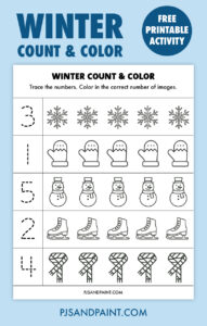Free Printable Winter Count and Color Worksheet - Pjs and Paint