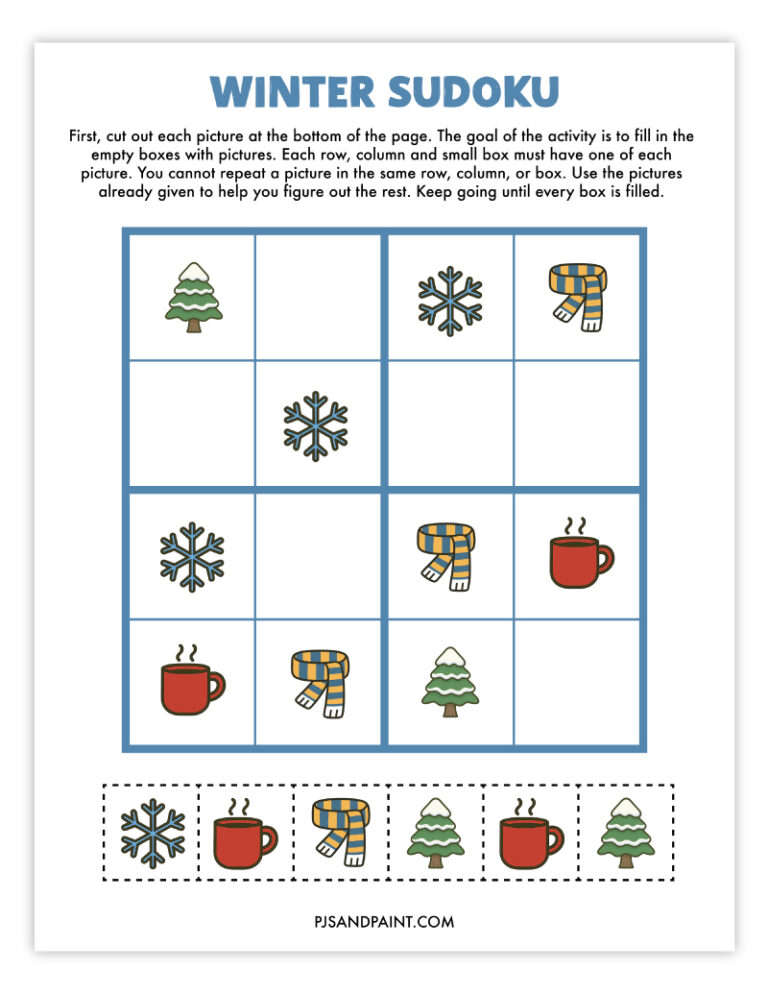 Free Printable Winter Sudoku - Pjs and Paint